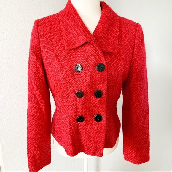 Calvin Klein | Jackets & Coats | Calvin Klein Red Tweed Structured ...